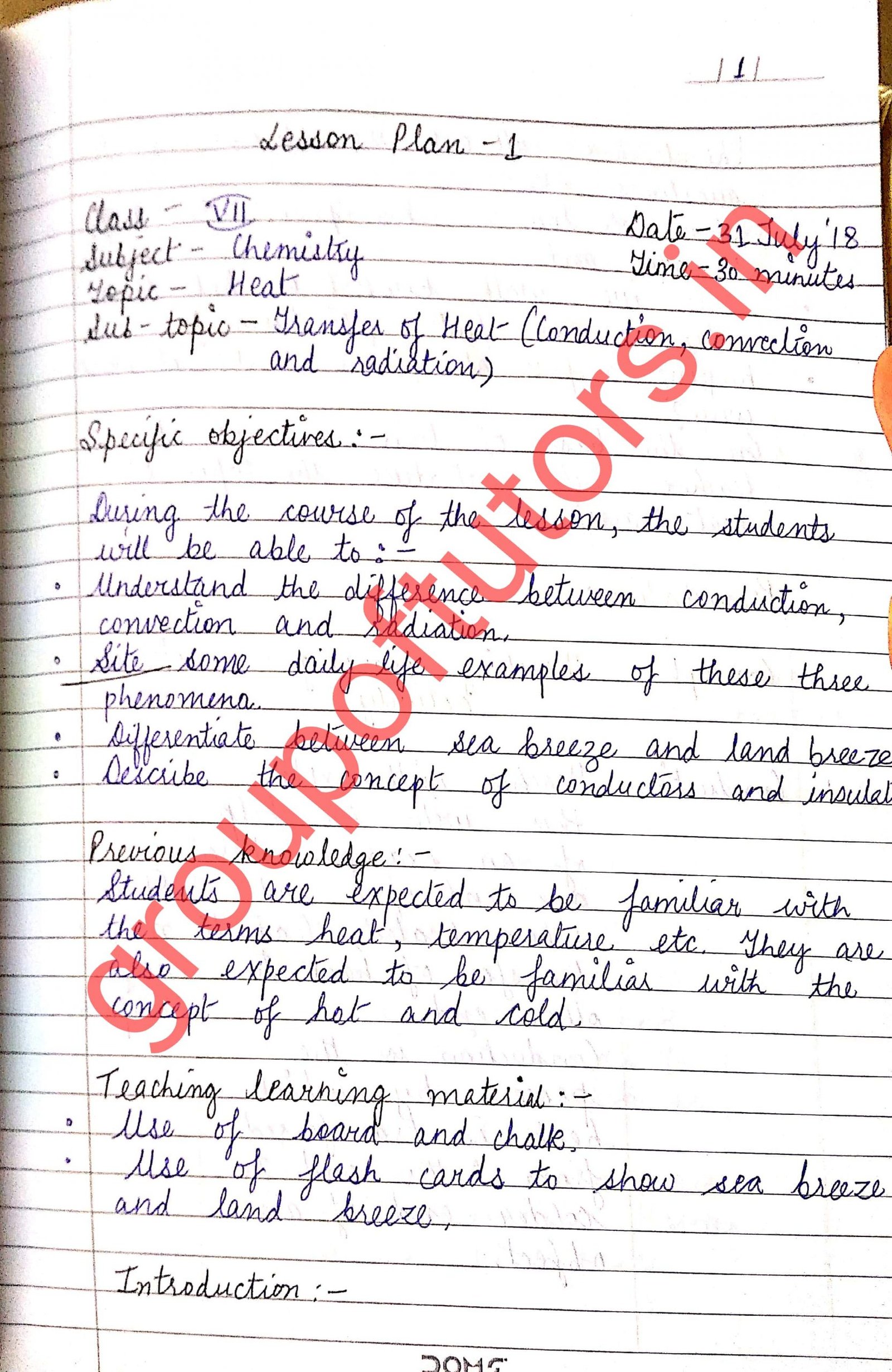 Chemistry Lesson Plans B.Ed 2021 - JAMIA, MDU, CRSU, DU, IGNOU