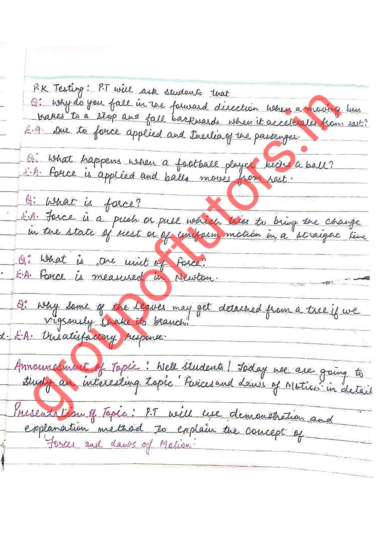 Physical Science Lesson Plans B.Ed - Download PDF - Group Of Tutors