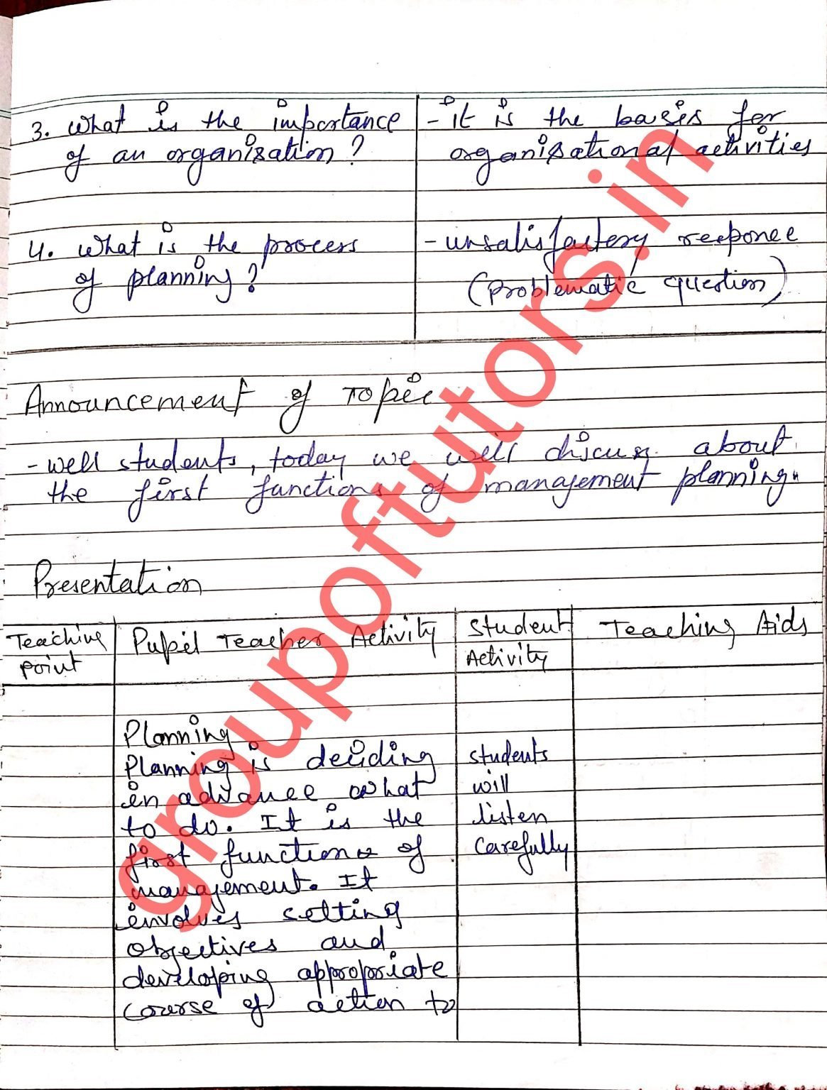 Commerce Lesson Plans For B.Ed - Download PDF - Group Of Tutors