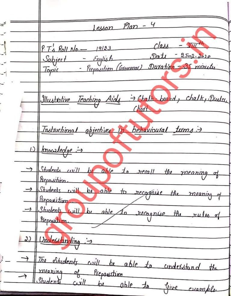 English Lesson Plans For B.Ed and Teachers - FREE - Group Of Tutors