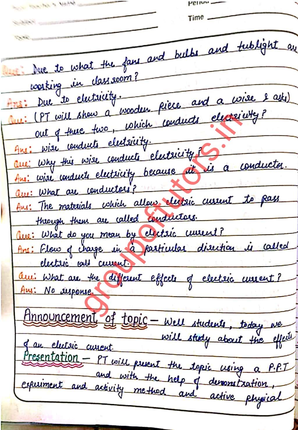 Physics Lesson Plan for B.Ed and Teachers - Group Of Tutors