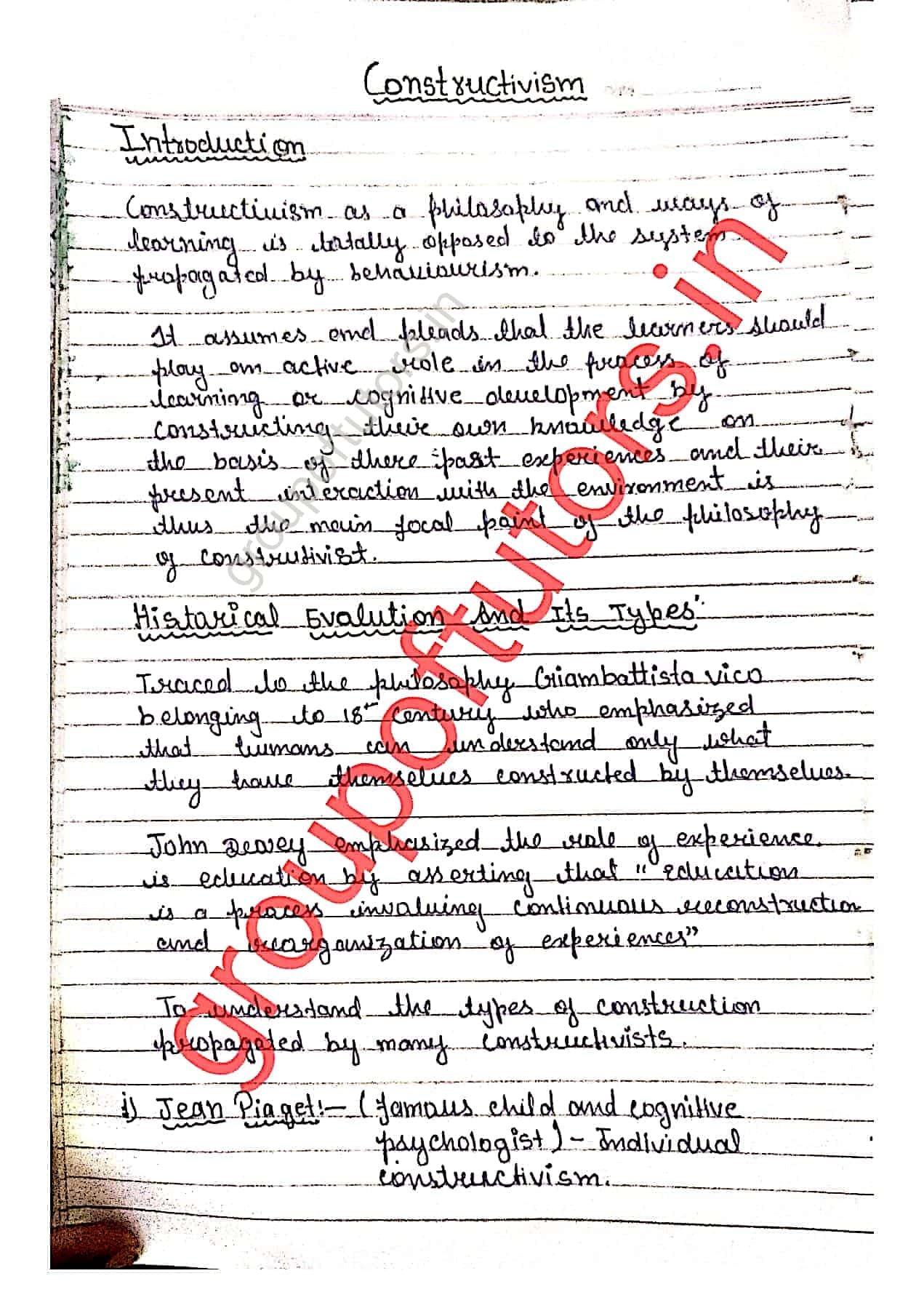 What is Constructivism, its Historical Evolution and Types Assignment
