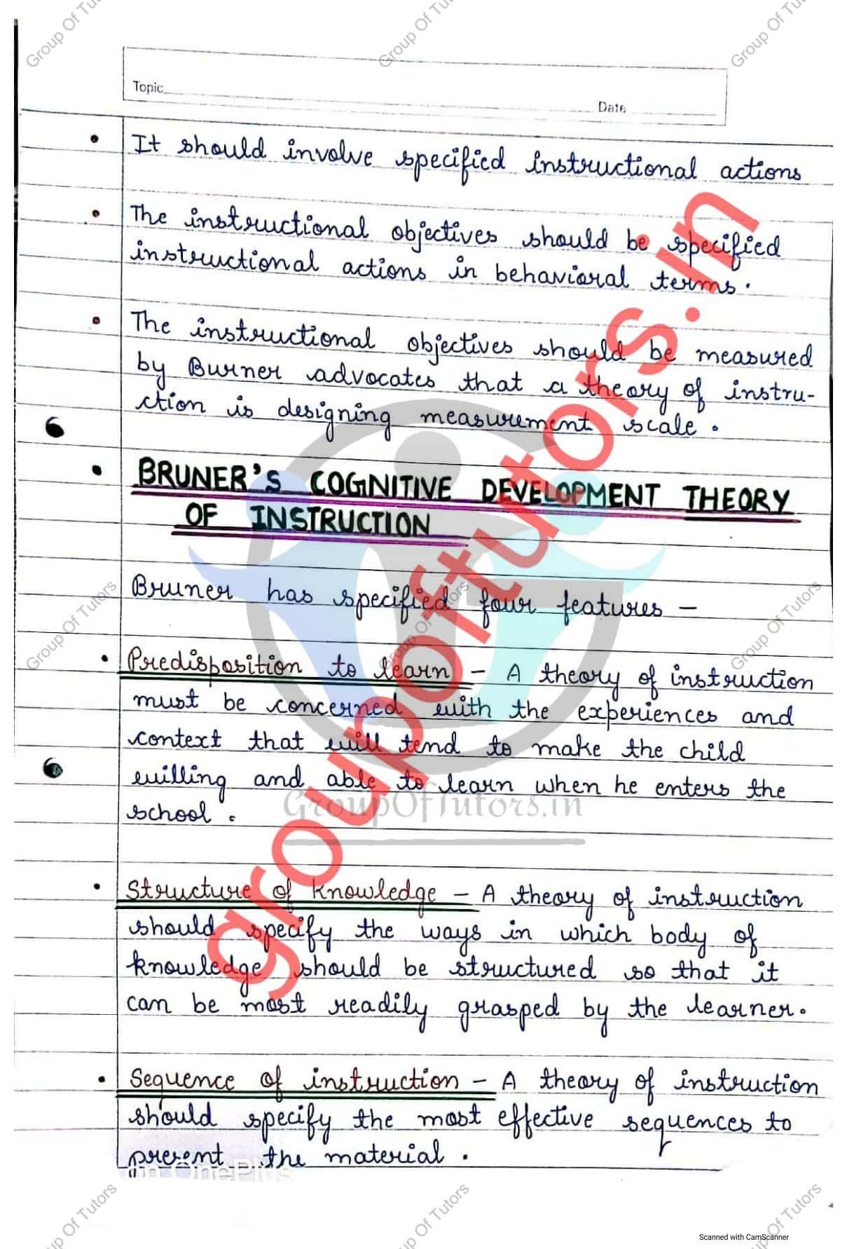 Theories Of Teaching Notes Assignment for B.Ed - Group Of Tutors