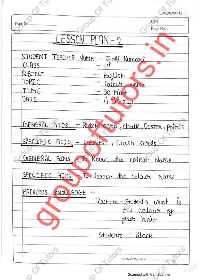 English Lesson Plans NTT for LKG, UKG and Nursery - Group Of Tutors