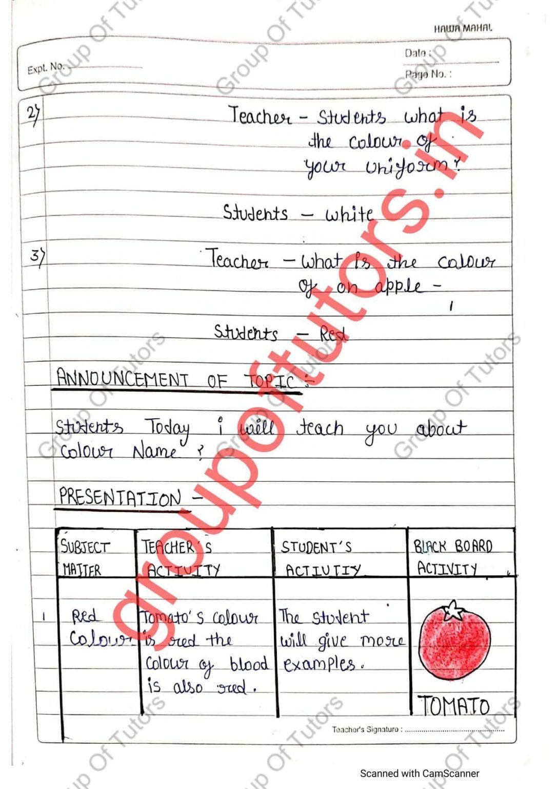 English Lesson Plans NTT for LKG, UKG and Nursery - Group Of Tutors