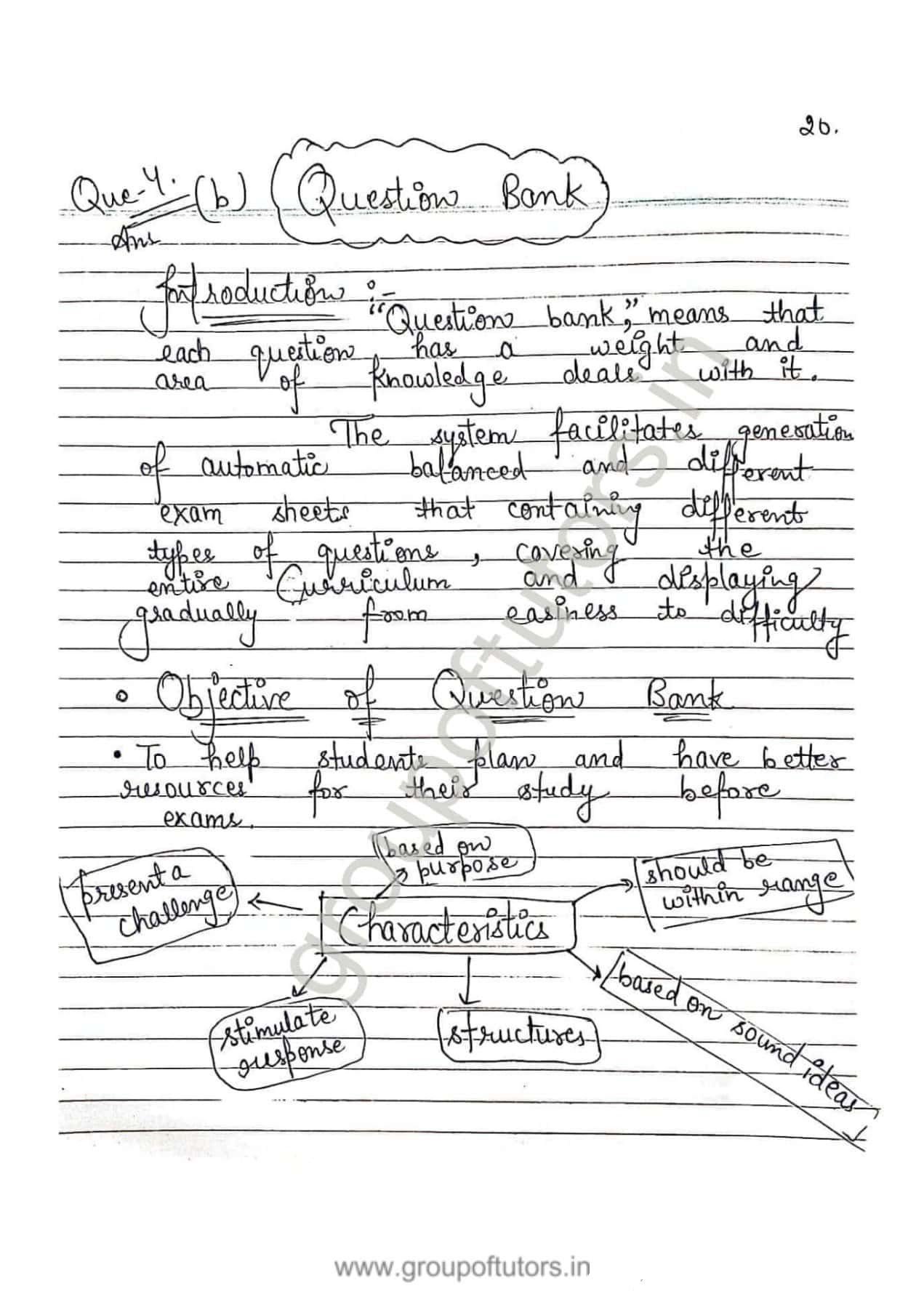 Question Bank Assignment Notes - Group Of Tutors