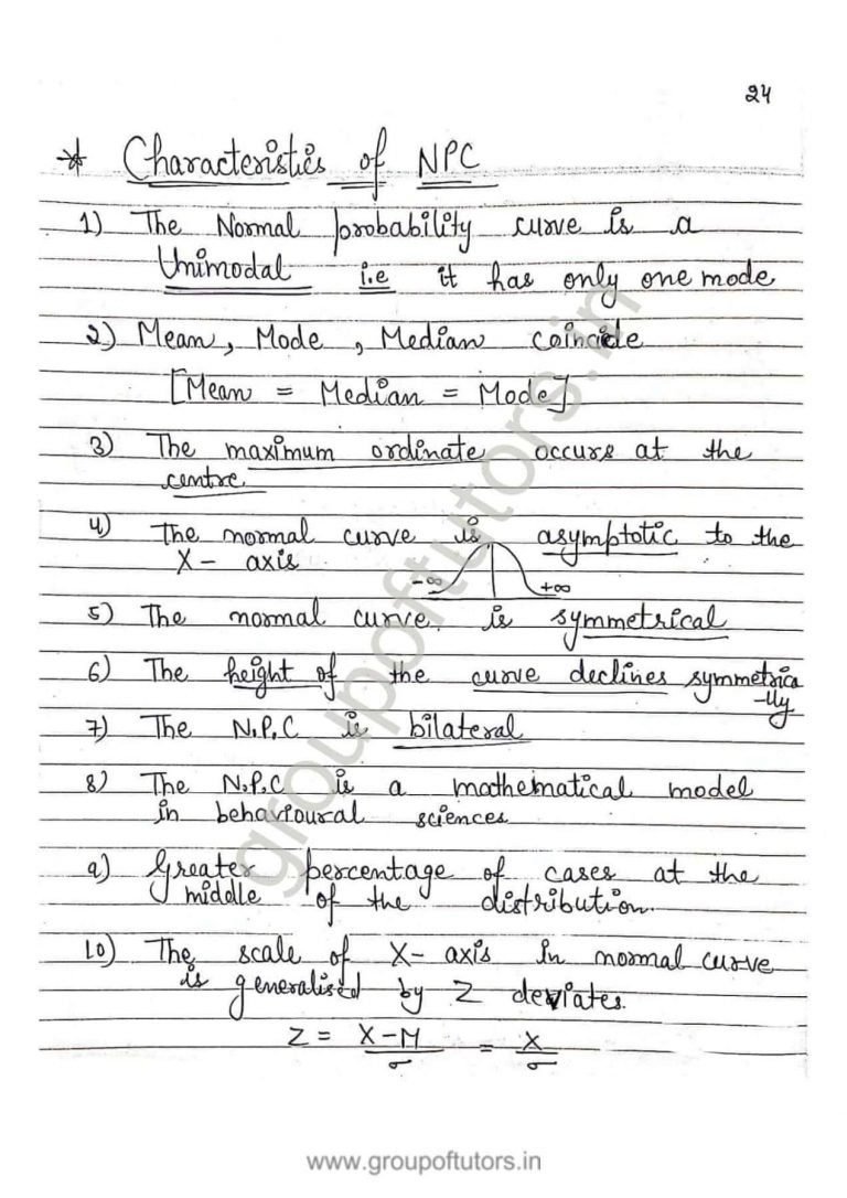Normal Probability Curve B.Ed (NPC Notes) - Group Of Tutors