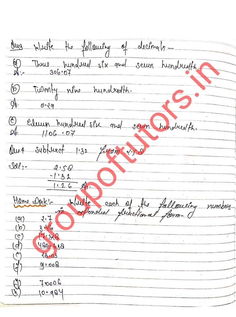 Decimals Lesson Plan Class 7 Maths - Group Of Tutors