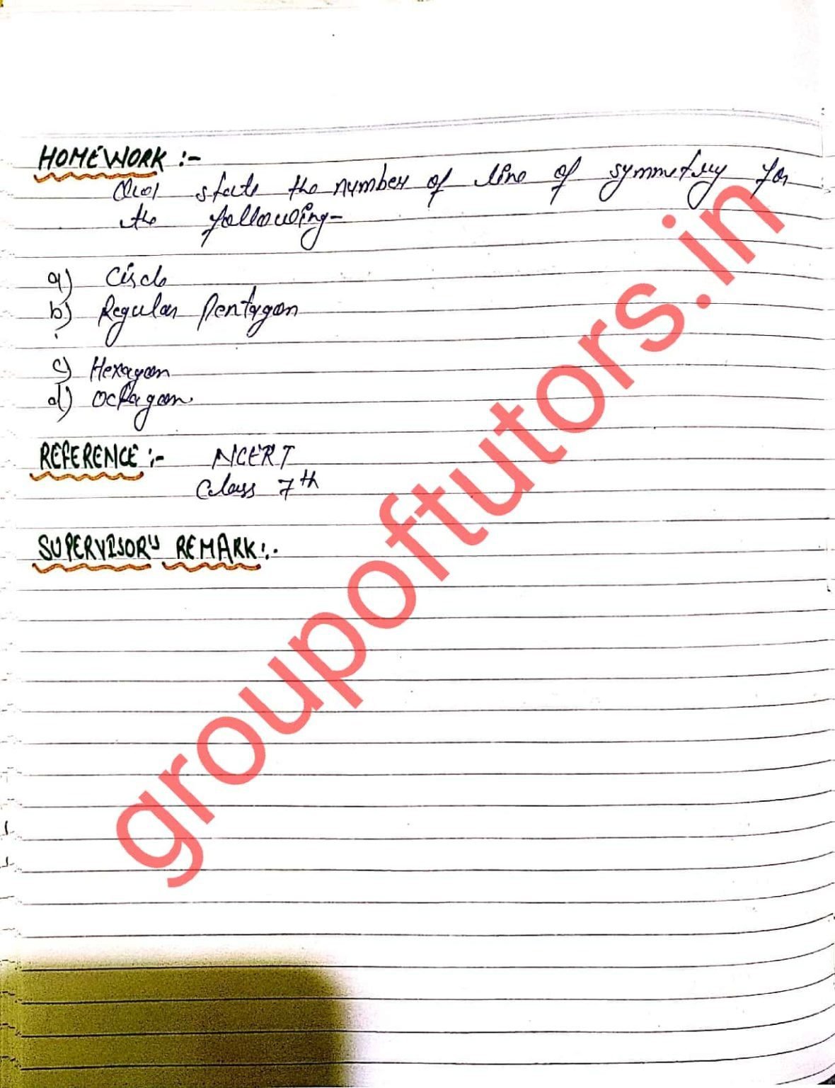 Symmetry Lesson Plan Maths Class 7 - Group Of Tutors